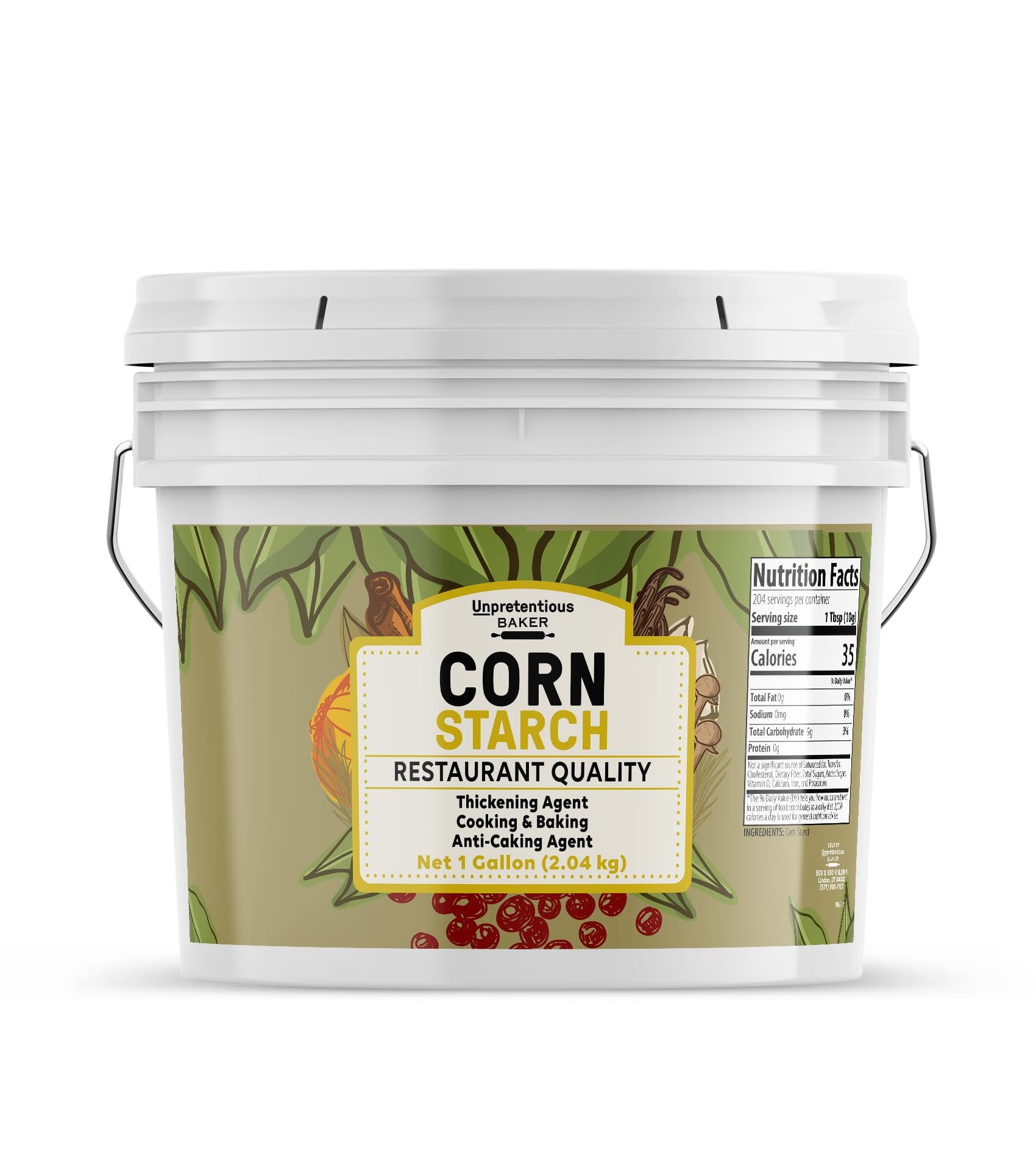 Unpretentious Corn Starch, 1 Gallon, Resealable Bucket, Thickening ...