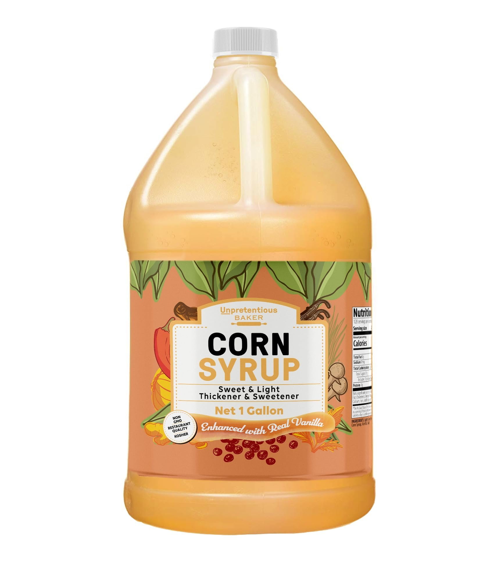 Unpretentious Corn Syrup, 1 Gallon Jug, Light Syrup with Real Vanilla ...