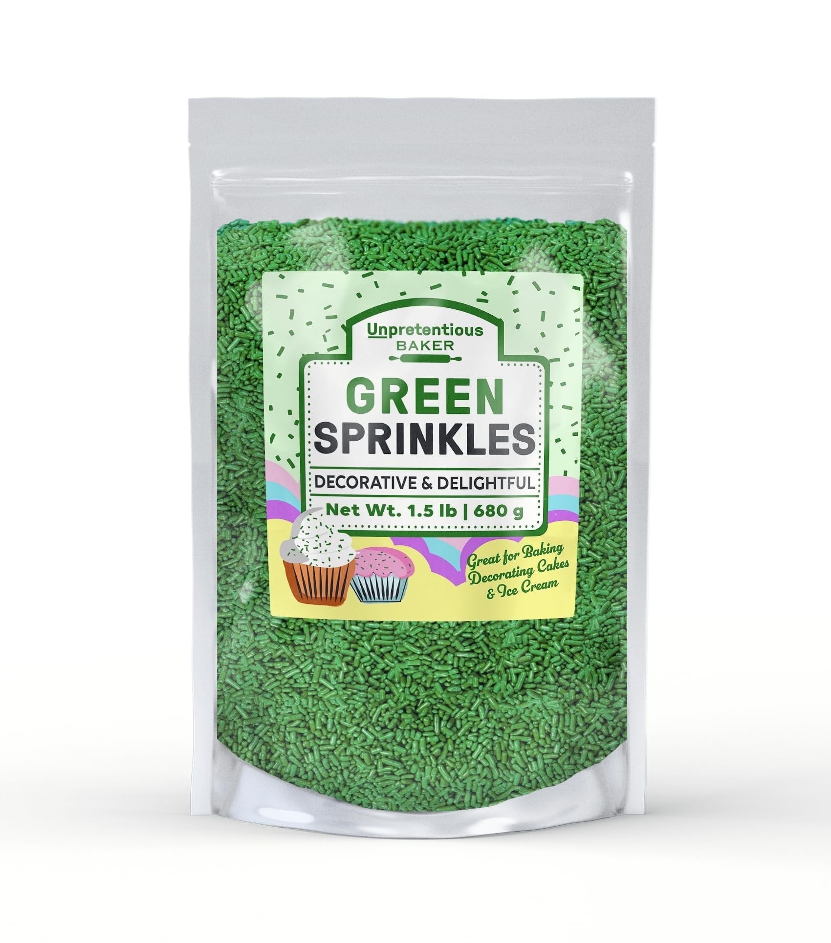 Unpretentious Green Sprinkles, 1.5 lb, Bright & Colorful, Decorative ...