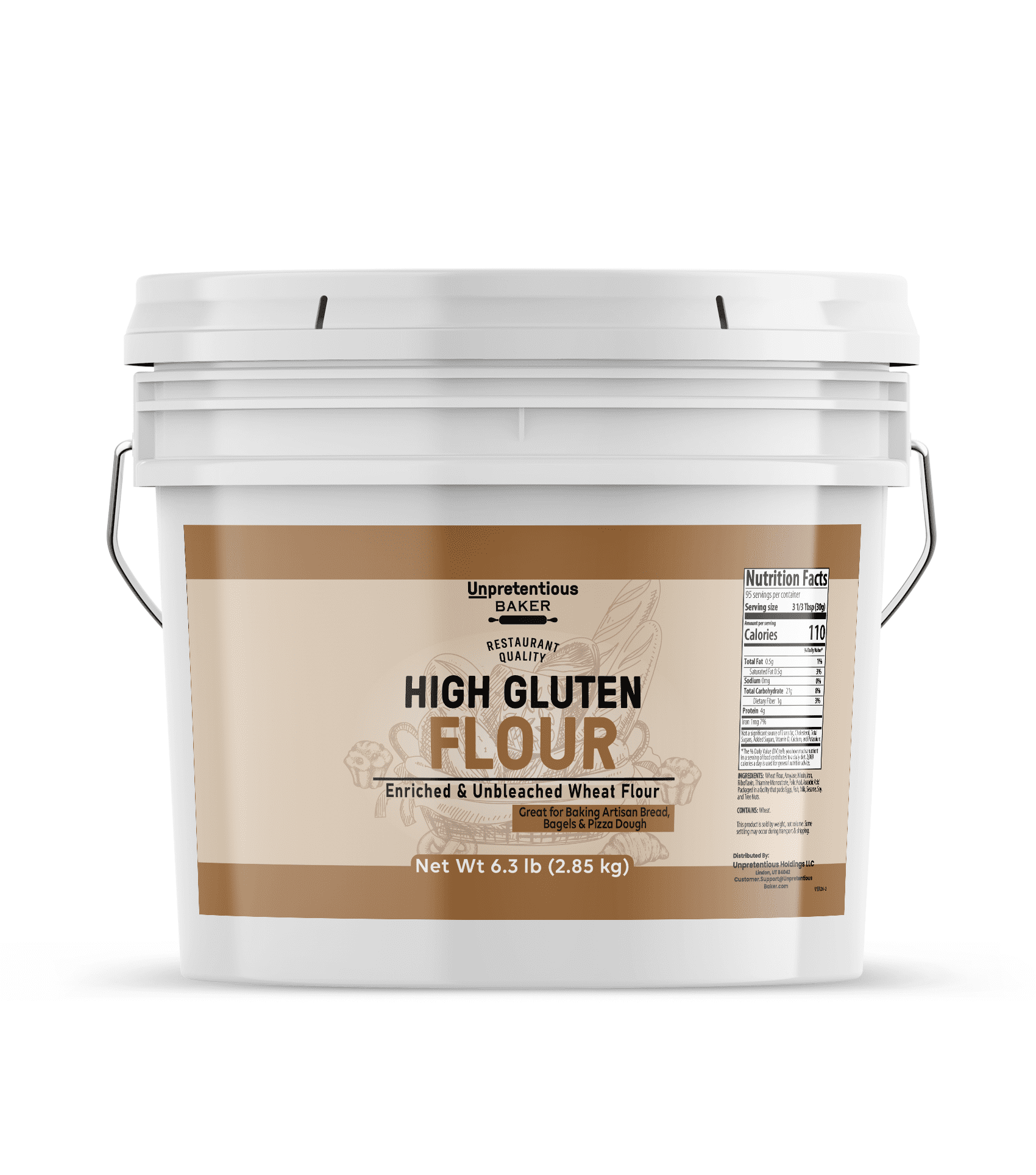 Unpretentious High Gluten Flour, 1 Gallon Bucket, Artisan Bread, Bagels ...