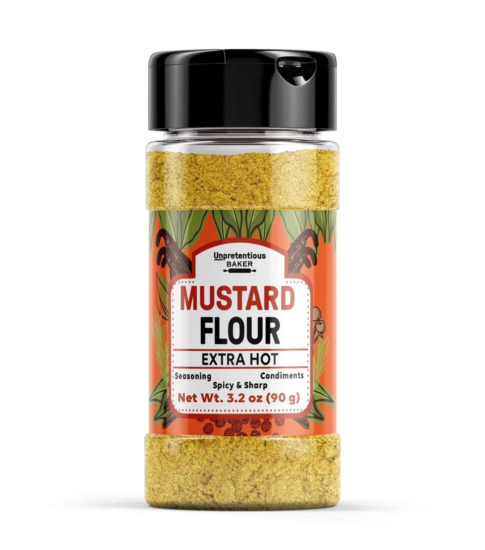 Unpretentious Mustard Flour, 3.2 oz, Extra Hot Mustard, Sharp Flavor ...