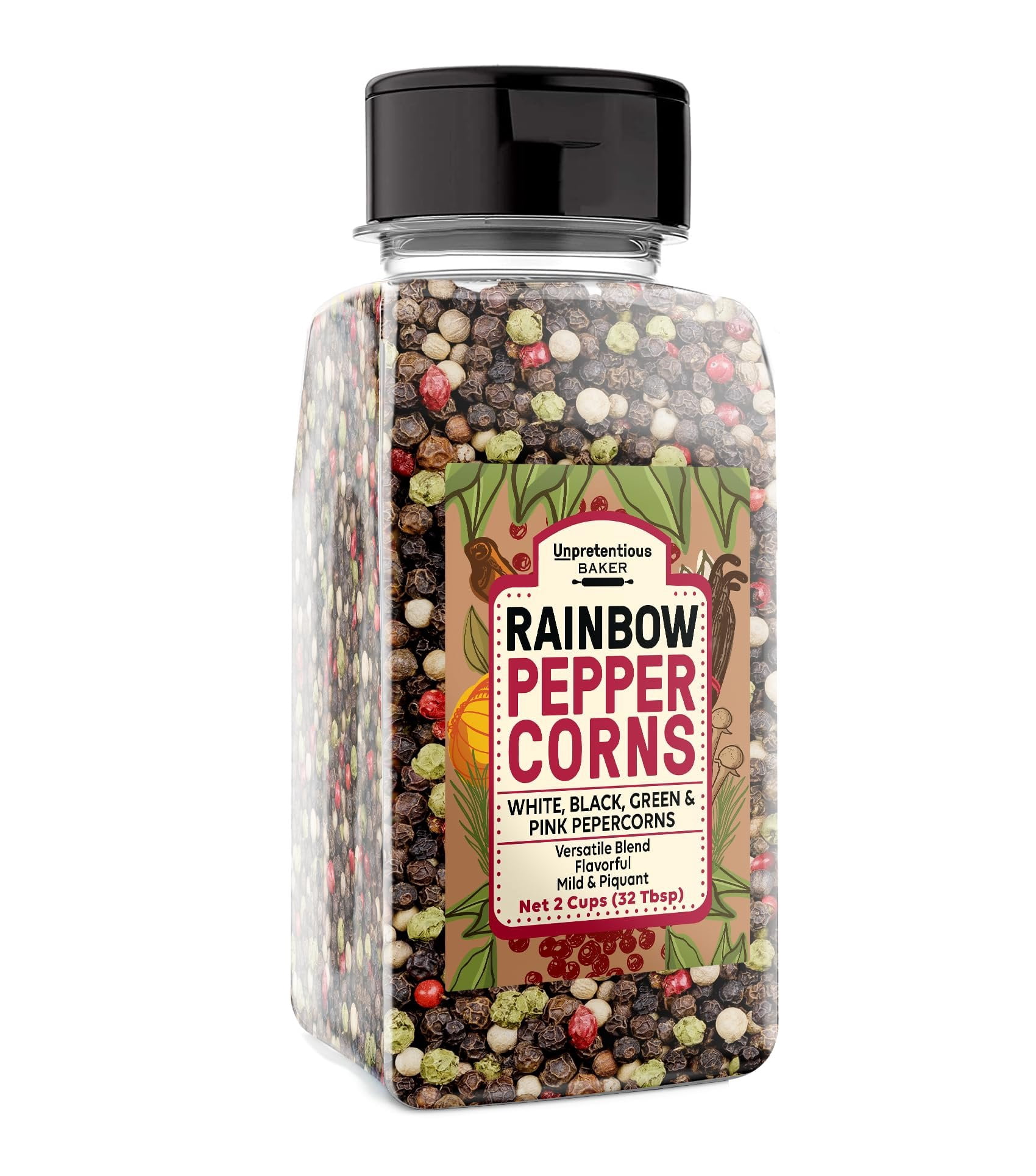Unpretentious Rainbow Peppercorn Blend, 2 Cups, Whole Multi-Colored ...