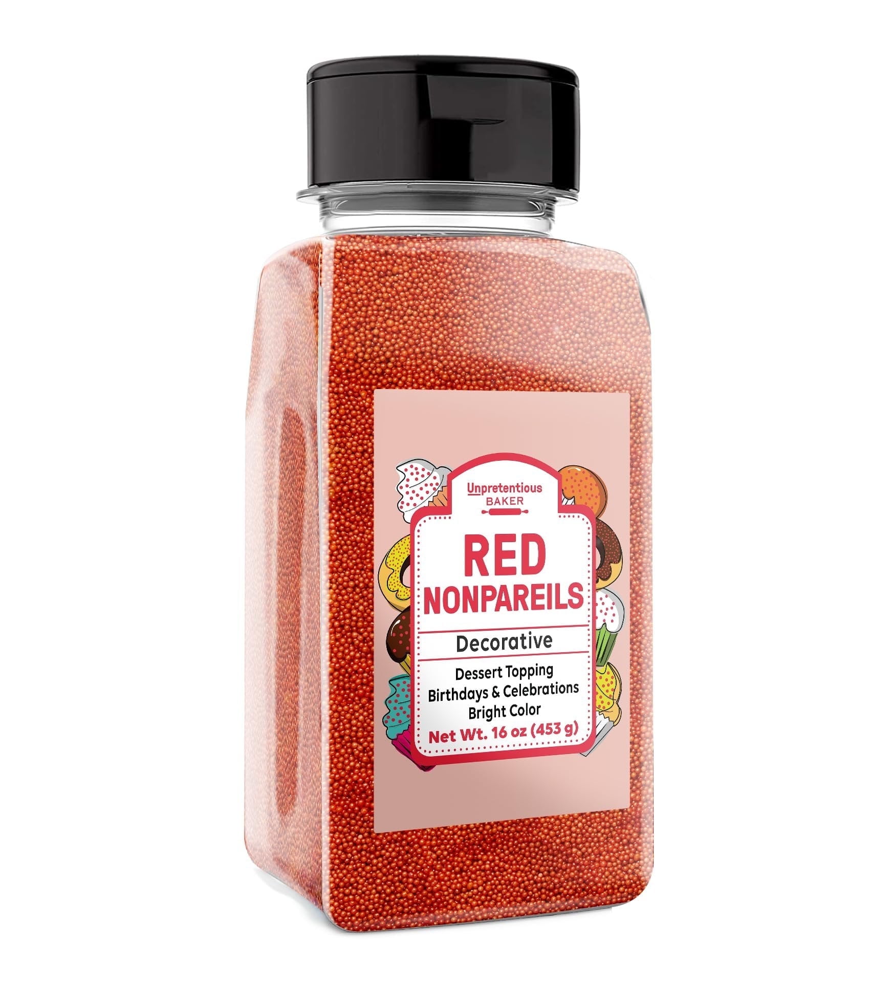 Unpretentious Red Nonpareils, 1 lb, Dessert Topping, Bright Red Color ...