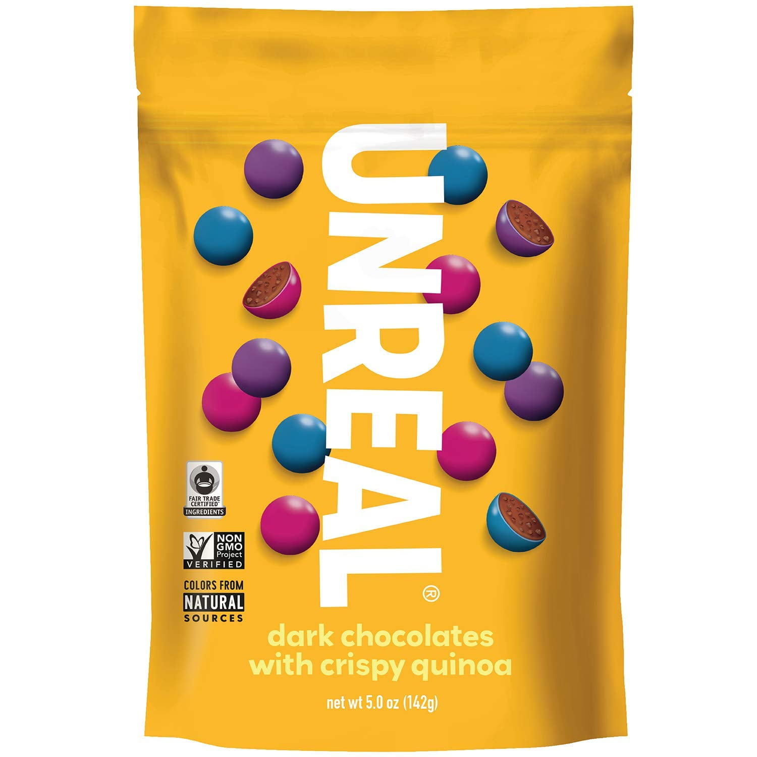 Unreal, Candy Coated Chocolate Crispy Quinoa Gems Bag, 5 Ounce ...