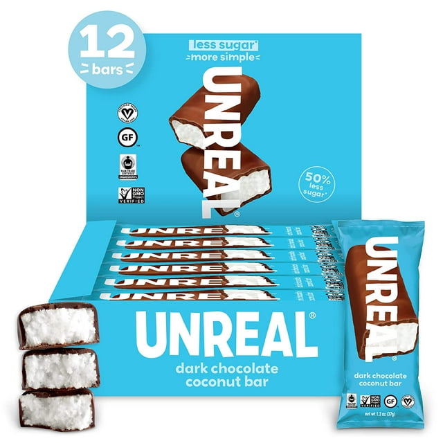 Unreal Dark Chocolate Coconut Bars | Certified Vegan, Gluten Free, Fair ...