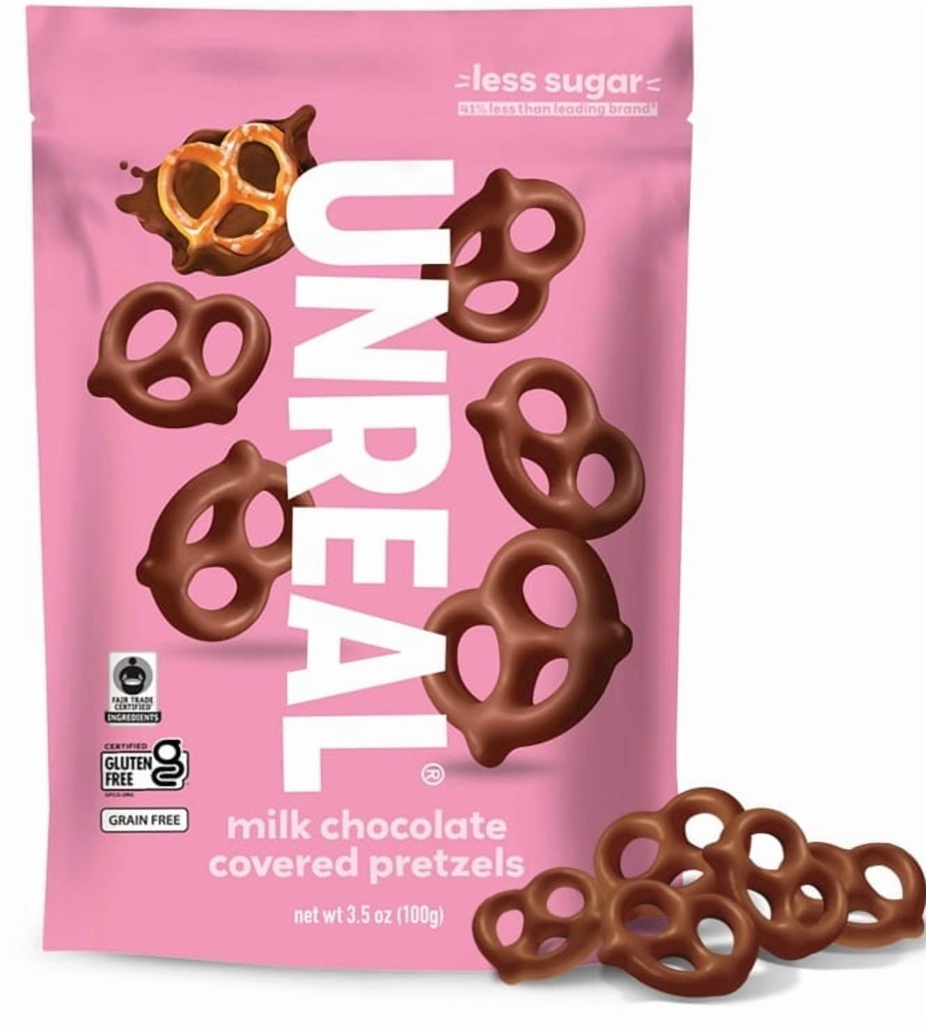Unreal Milk Chocolate Covered Pretzels, 3.5 oz – Non-GMO, Fair Trade ...