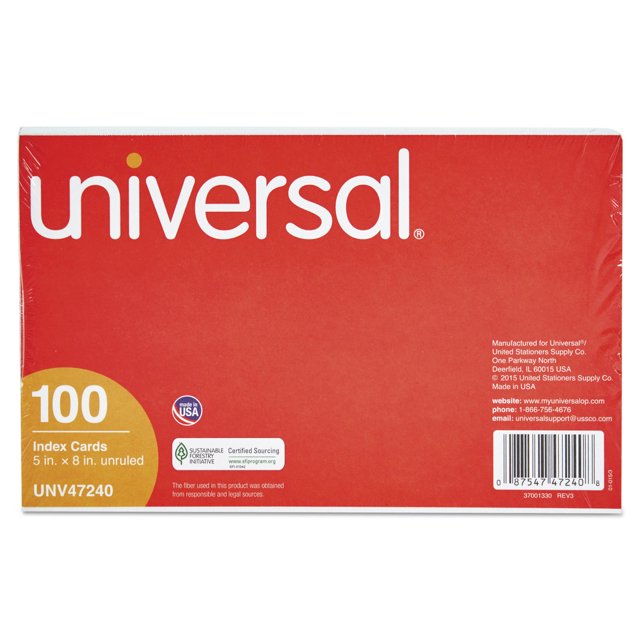 Unruled Index Cards, 5 x 8, White, 100/Pack - Walmart.com