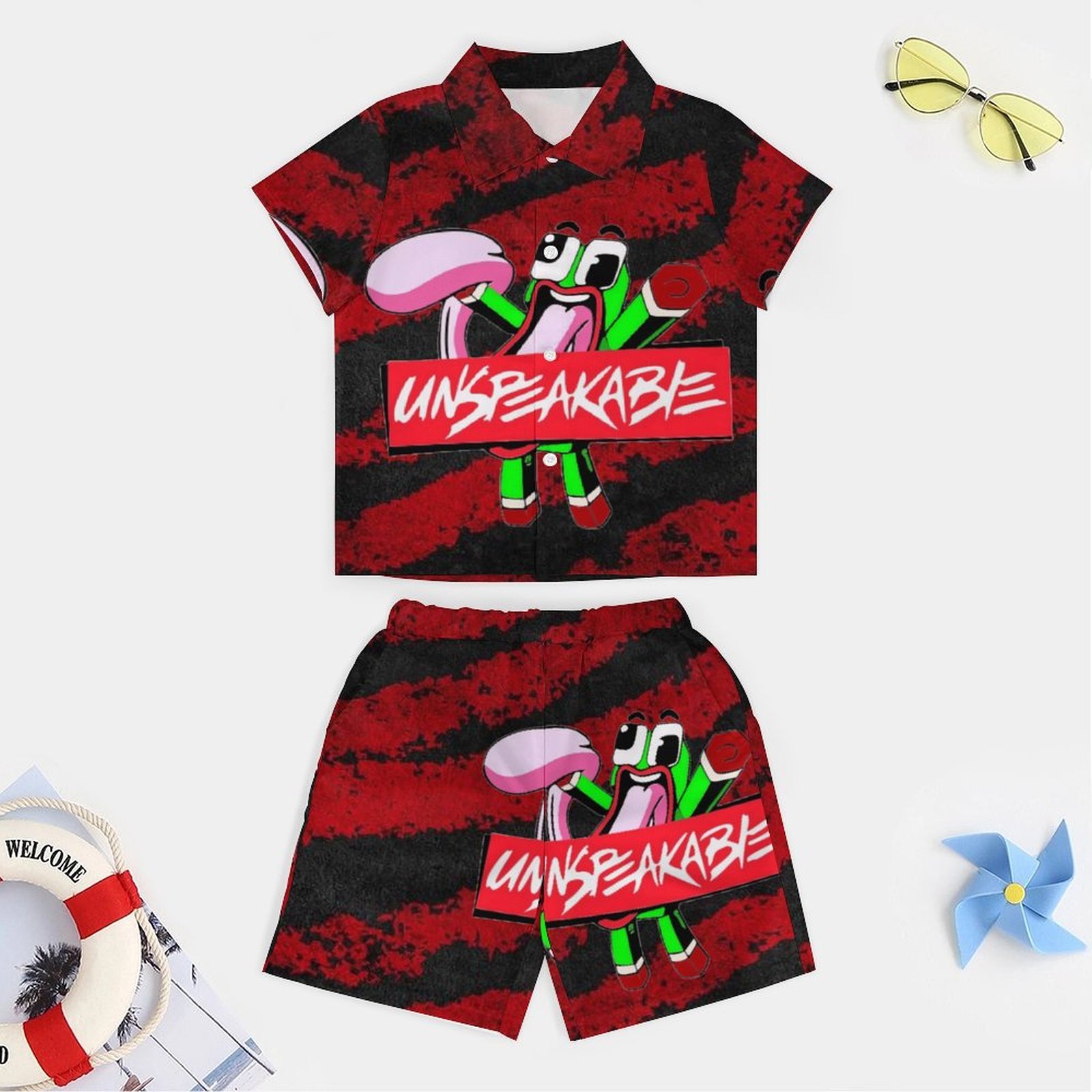 Uns~peaka@ble Kids Hawaiian Button Down Shirt and Short Set Beach ...