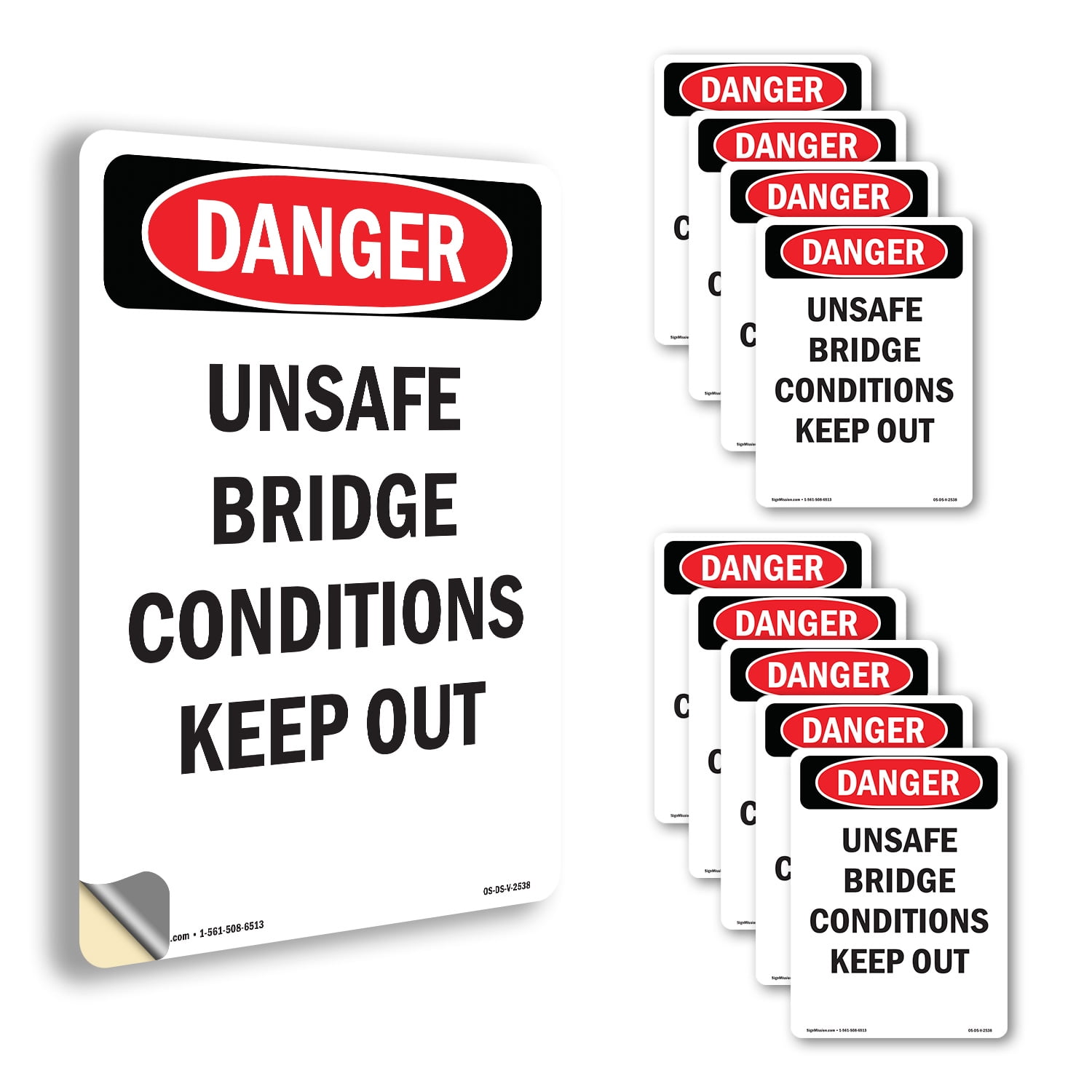 Unsafe Bridge Conditions Keep Out OSHA Danger Vinyl Decal Label 10 Inch ...