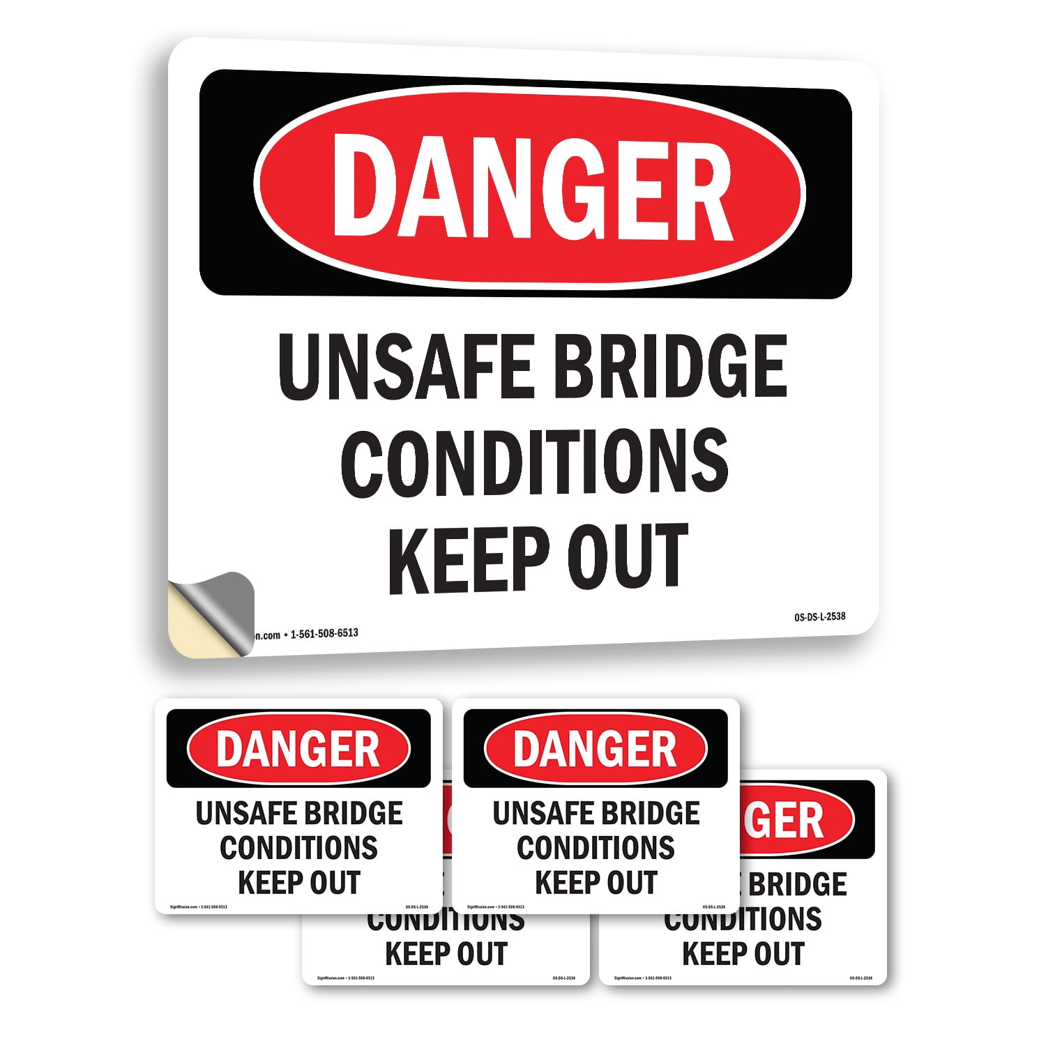 Unsafe Bridge Conditions Keep Out OSHA Danger Vinyl Decal Label 18 Inch ...