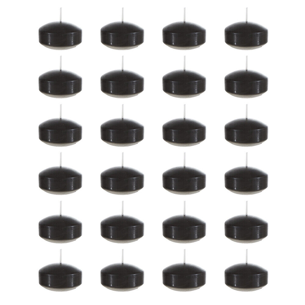 Unscented 2" Floating Disc Candles - Black, Set of 24 - Paraffin Wax ...