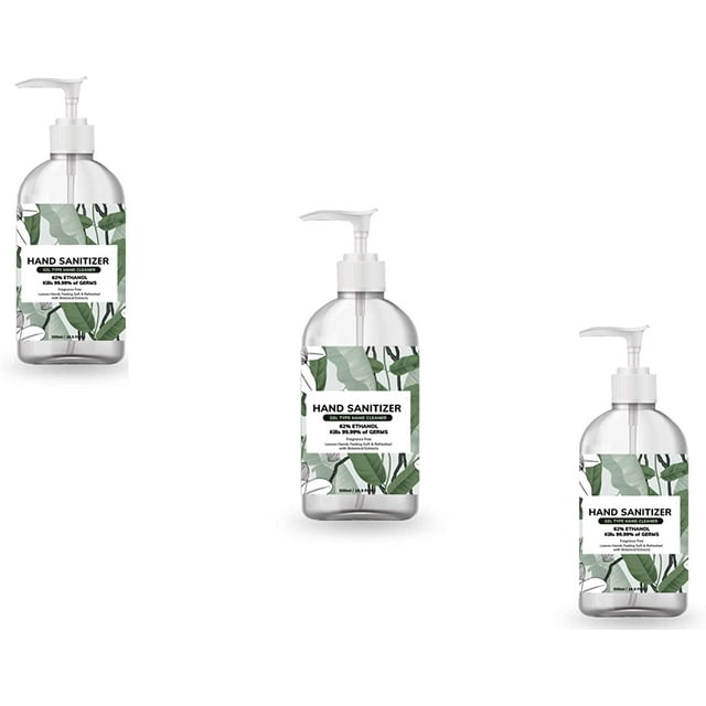 Unscented Hand Sanitizer Gel (Pack of 3 Large 16.9 oz. 500ML Bottles ...