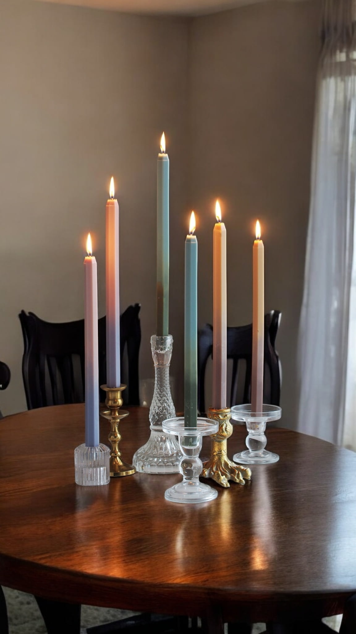 Unscented Hexagonal Multi Color Taper Candles (6 Pack) 13.8 Inch ...