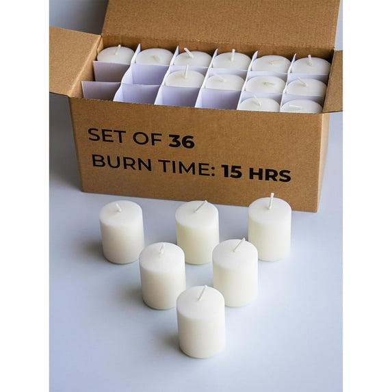 Unscented Ivory Votive Candles Set of 36 - Clean-Burning, Long-Lasting ...