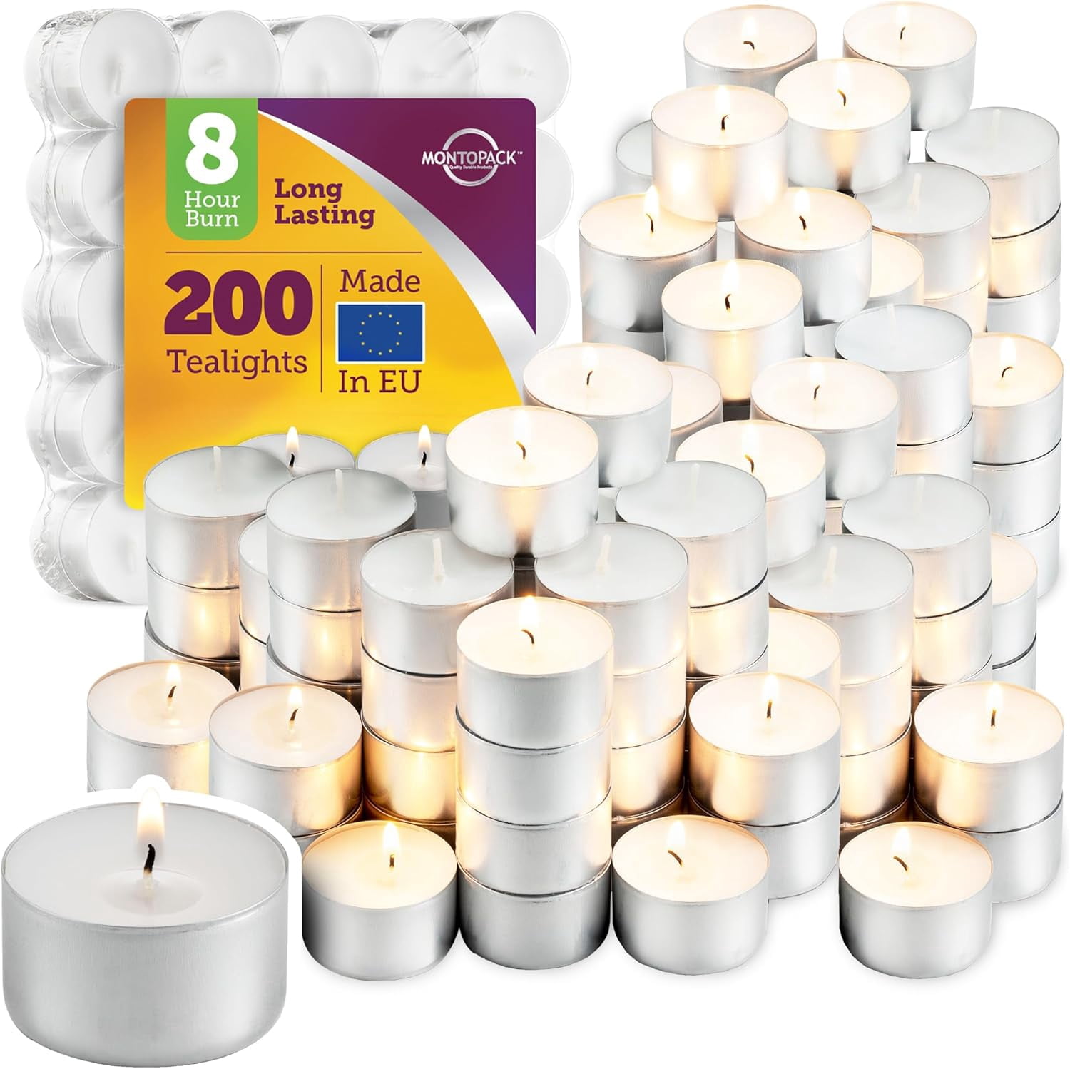Unscented White Tealight Candles Bulk [200] | 8 Hours of Smokeless ...