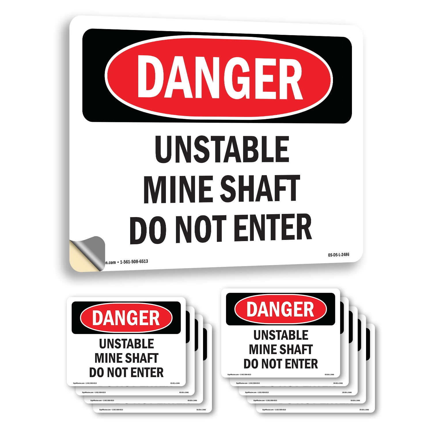 Unstable Mine Shaft Do Not Enter OSHA Danger Vinyl Decal Label 10 Inch ...