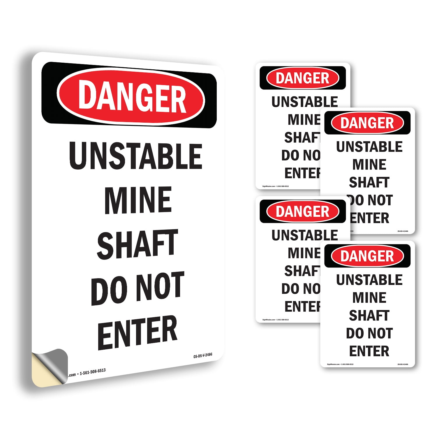 Unstable Mine Shaft Do Not Enter OSHA Danger Vinyl Decal Label 5 Inch x ...