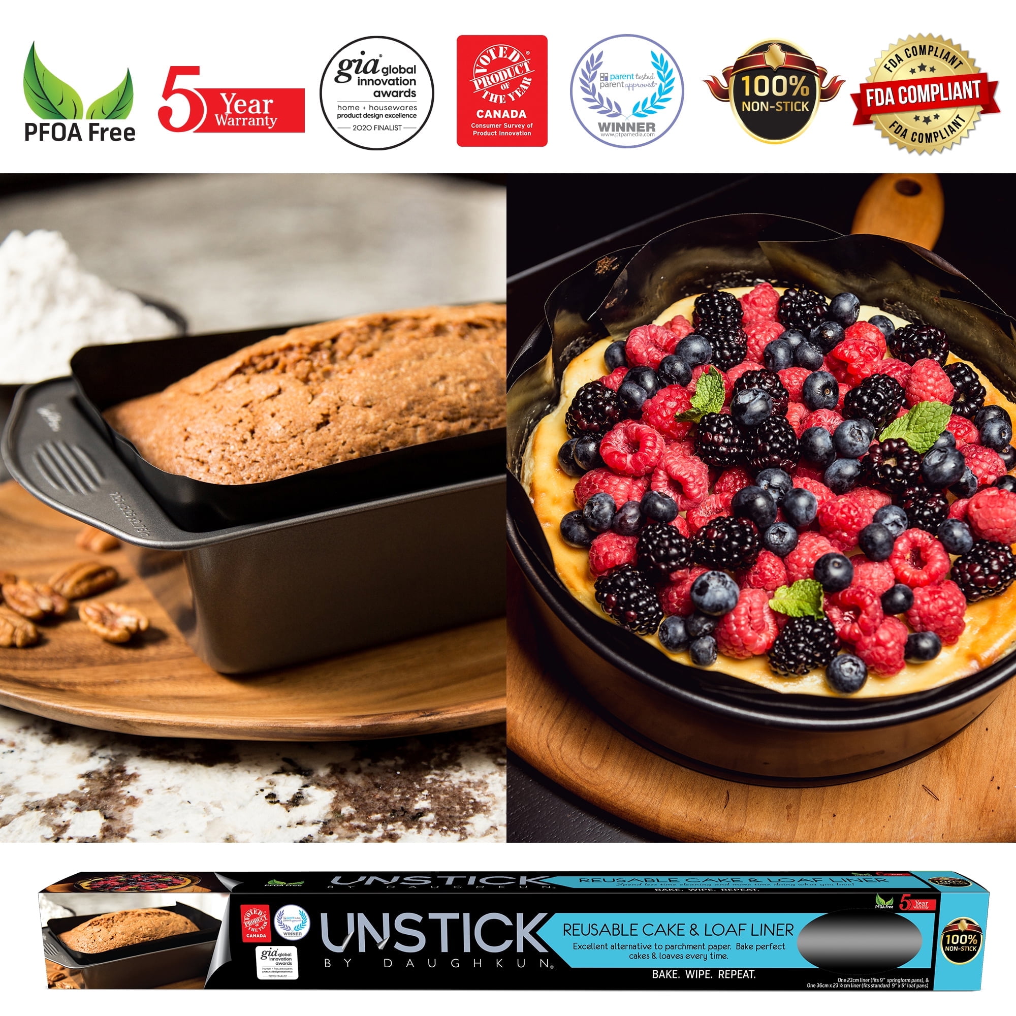 Unstick Reusable Non Stick Cake and Loaf Liner, Pack of 2 - Walmart.com