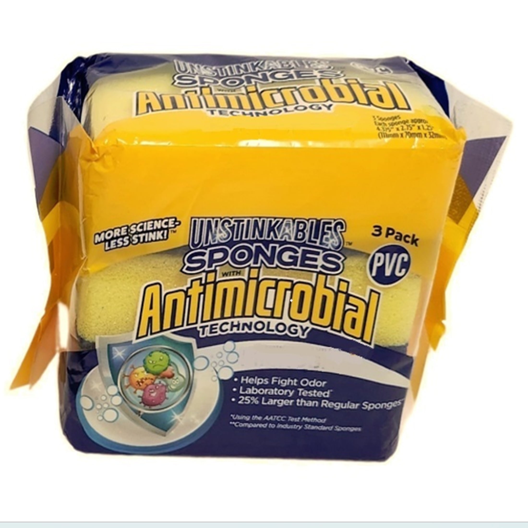 Unstinkables Antimicrobial Oversized Odor-Free Sponges with Scour-Tek ...