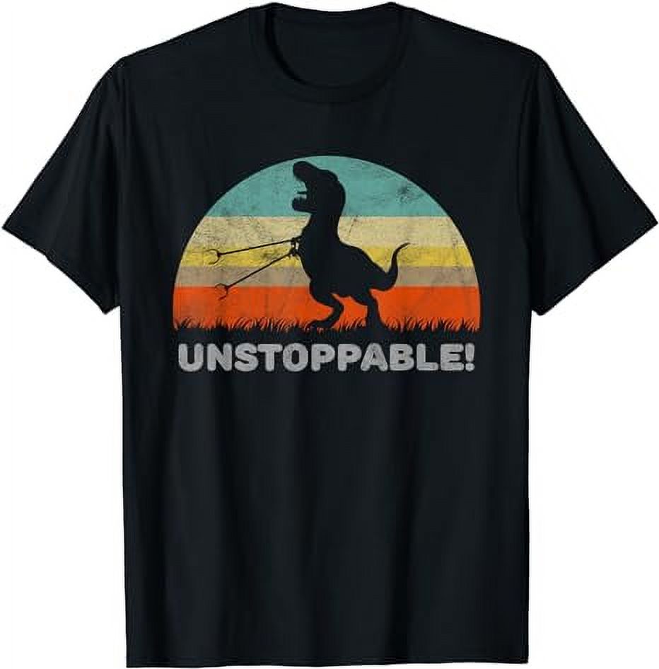 Unstoppable T Rex With Trash Grabber Pickup Tool Funny T-Shirt ...