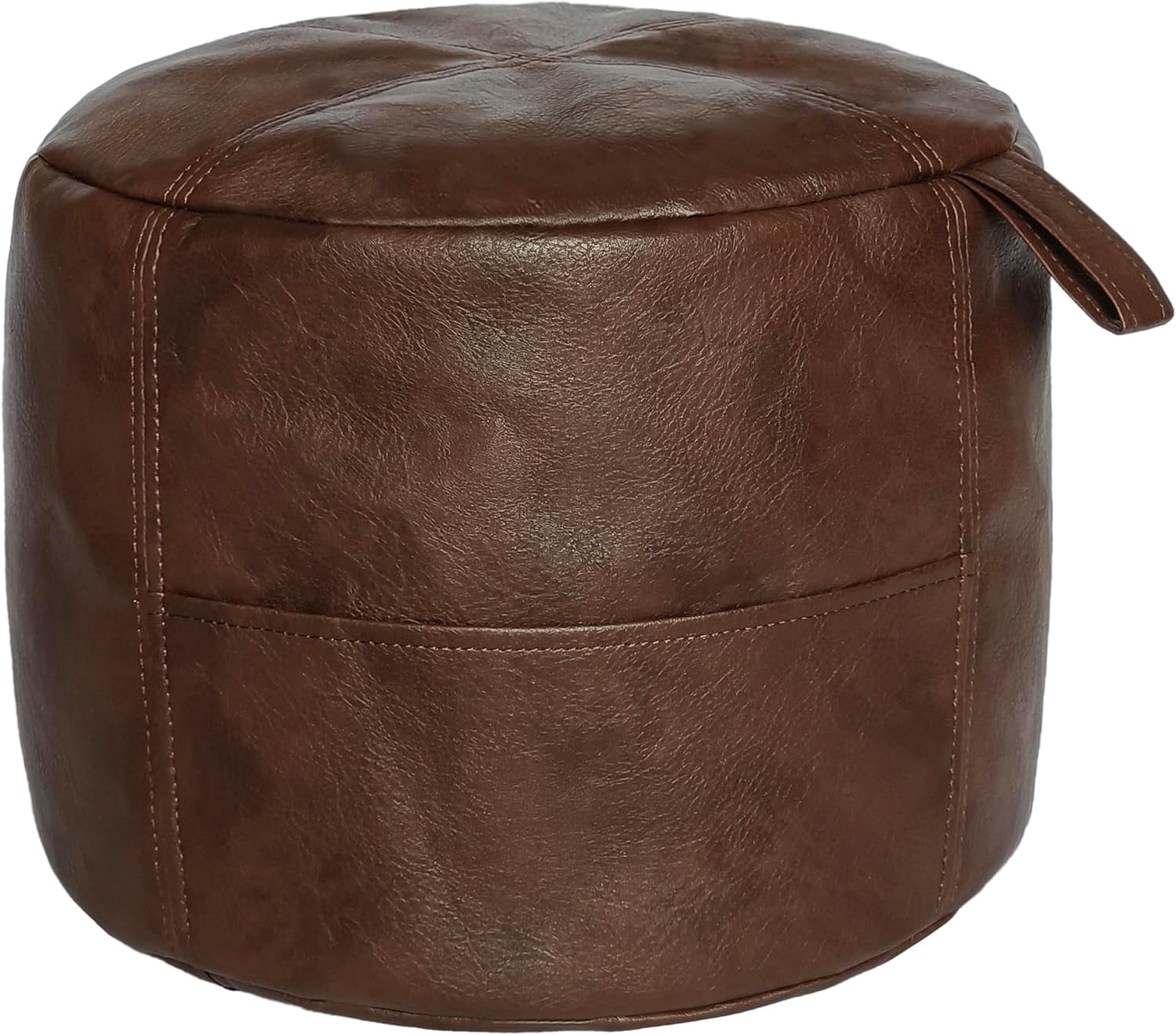 Unstuffed Faux Leather Pouf Cover Handle, Footstool Ottoman Storage ...
