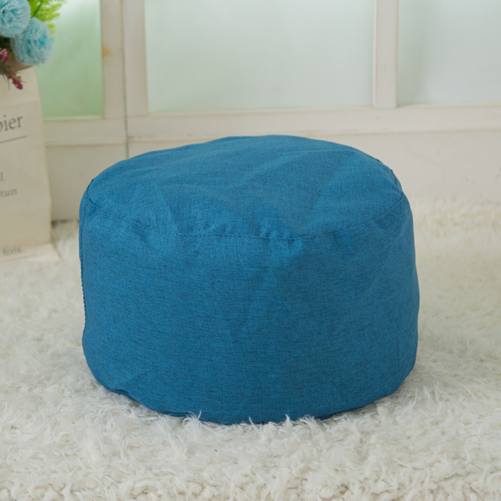 Unstuffed Faux Leather Pouf Cover, Handmade Footstool Ottoman Storage ...