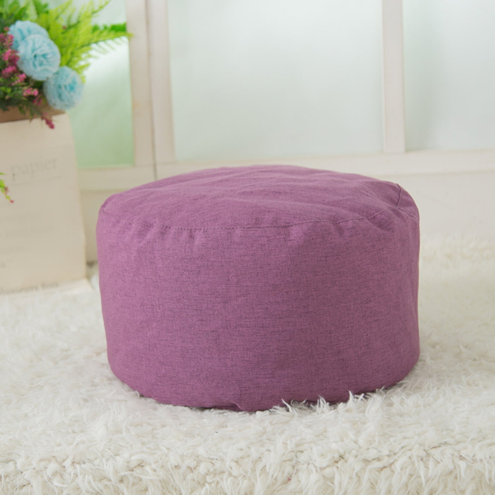 Unstuffed Faux Leather Pouf Cover, Handmade Footstool Ottoman Storage ...