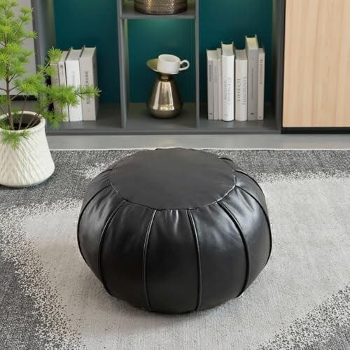 Unstuffed Moroccan Ottoman Pouf Cover, Waterproof Handmade Faux Decor ...