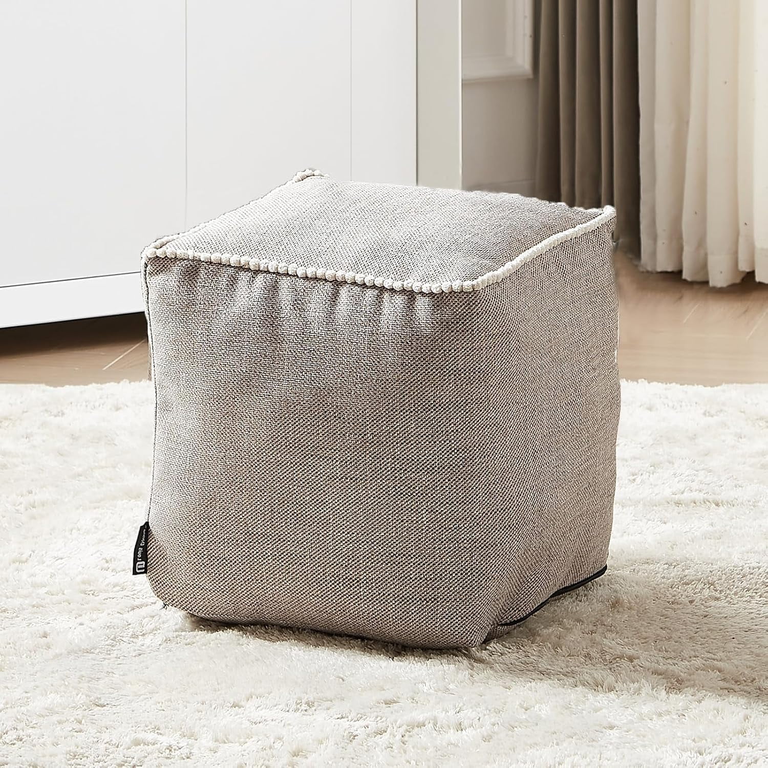 Unstuffed Pouf Ottoman , Square Pouf Cover for Storage Linen Fabric ...