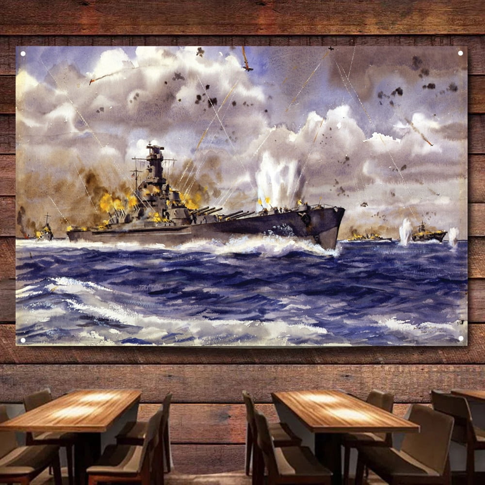 Unsung Battleships Flag Banner Wall Chart Canvas Painting WW II ...