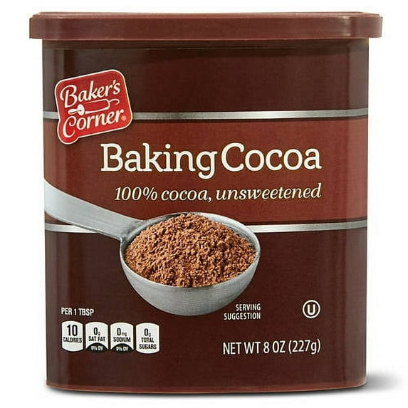 Baker's Corner Unsweetened Baking Cocoa Powder, 100% Cocoa, 8 oz, Ideal ...