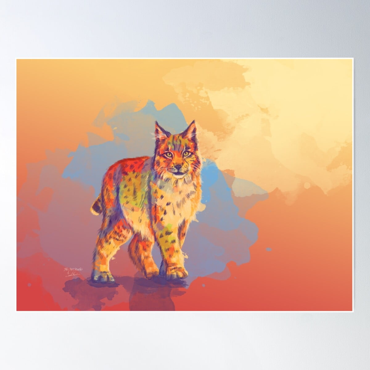 Untamed Soul, Bobcat Painting Poster Wall Art, Modern Wall Decor For ...