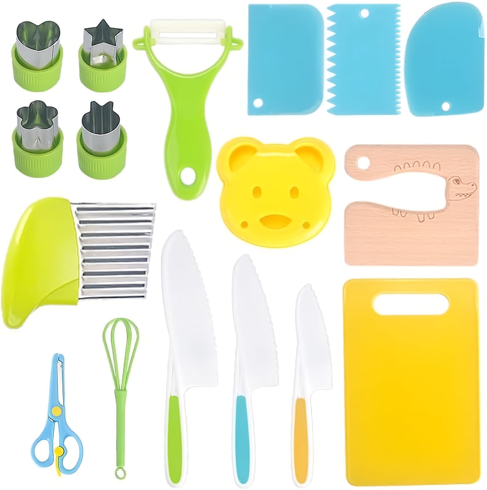 Untica 17pc Kids' Montessori Kitchen Tools Set - Wooden & Plastic ...