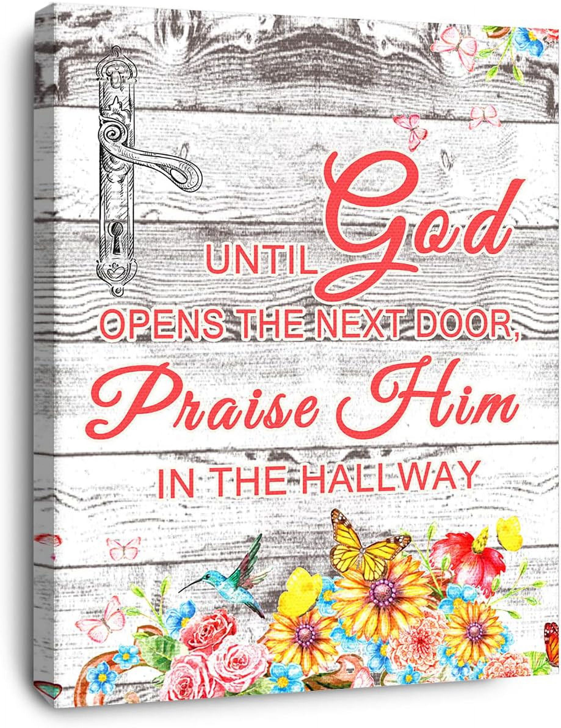 Until God Opens The Next Door Bible Verse Canvas Wall Art,Bible Verse ...