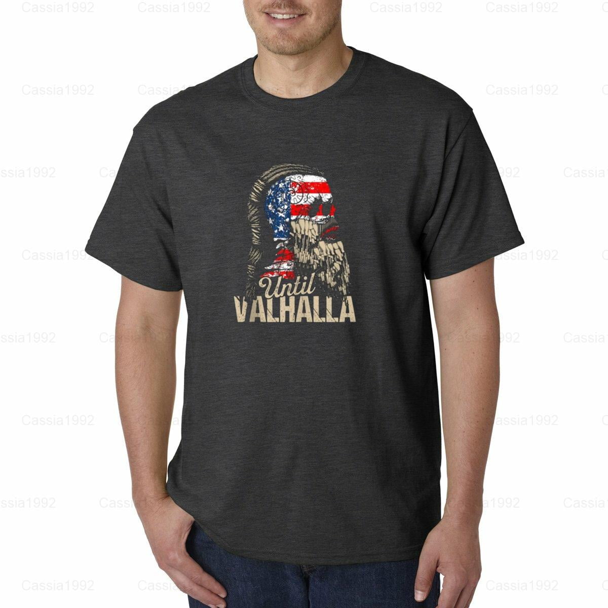 Until Valhalla Viking US Flag Til Valhalla Norse Mythology Vintage Tee ...