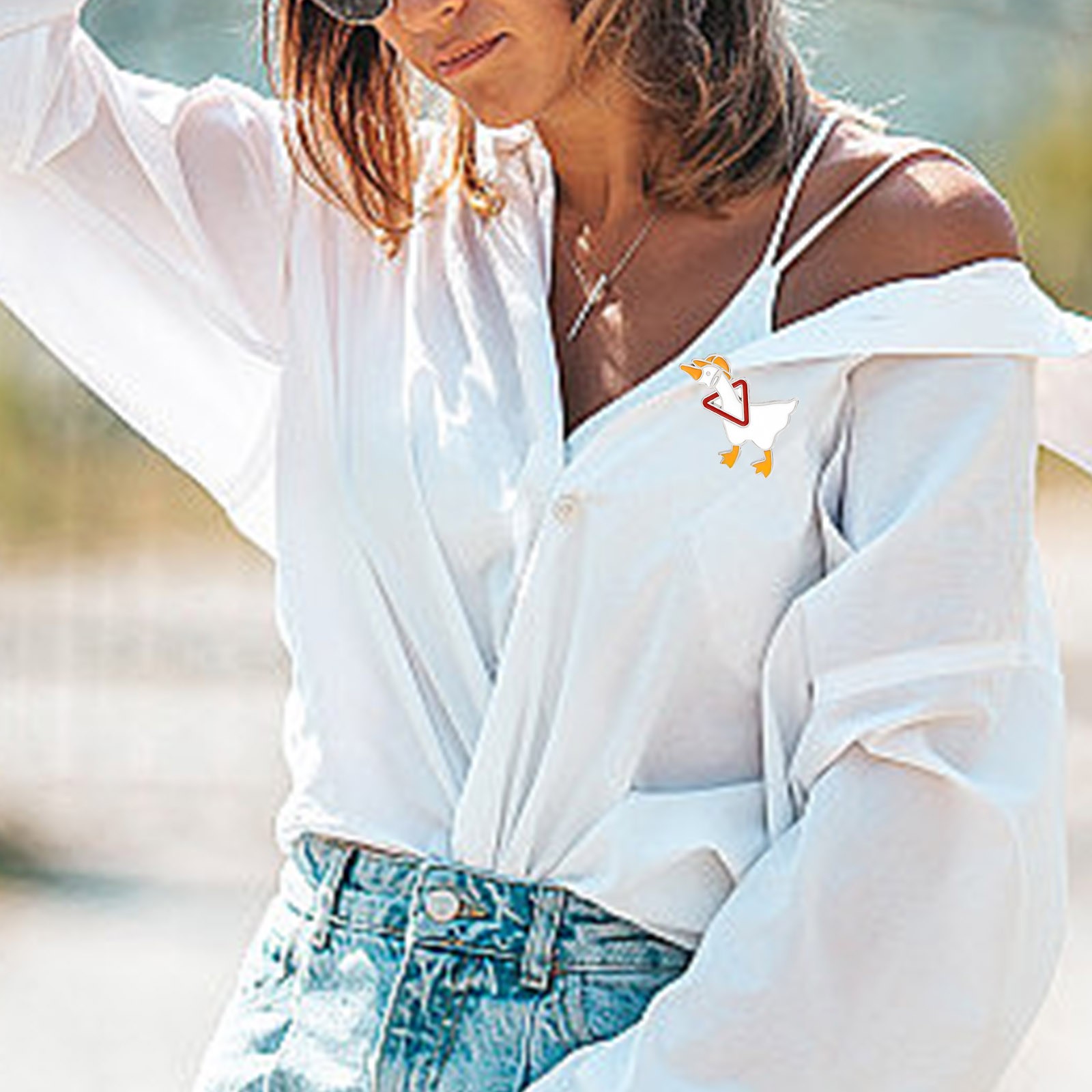 Untitled Goose Game Big Goose Brooch Cartoon Cute Enamel White Goose ...