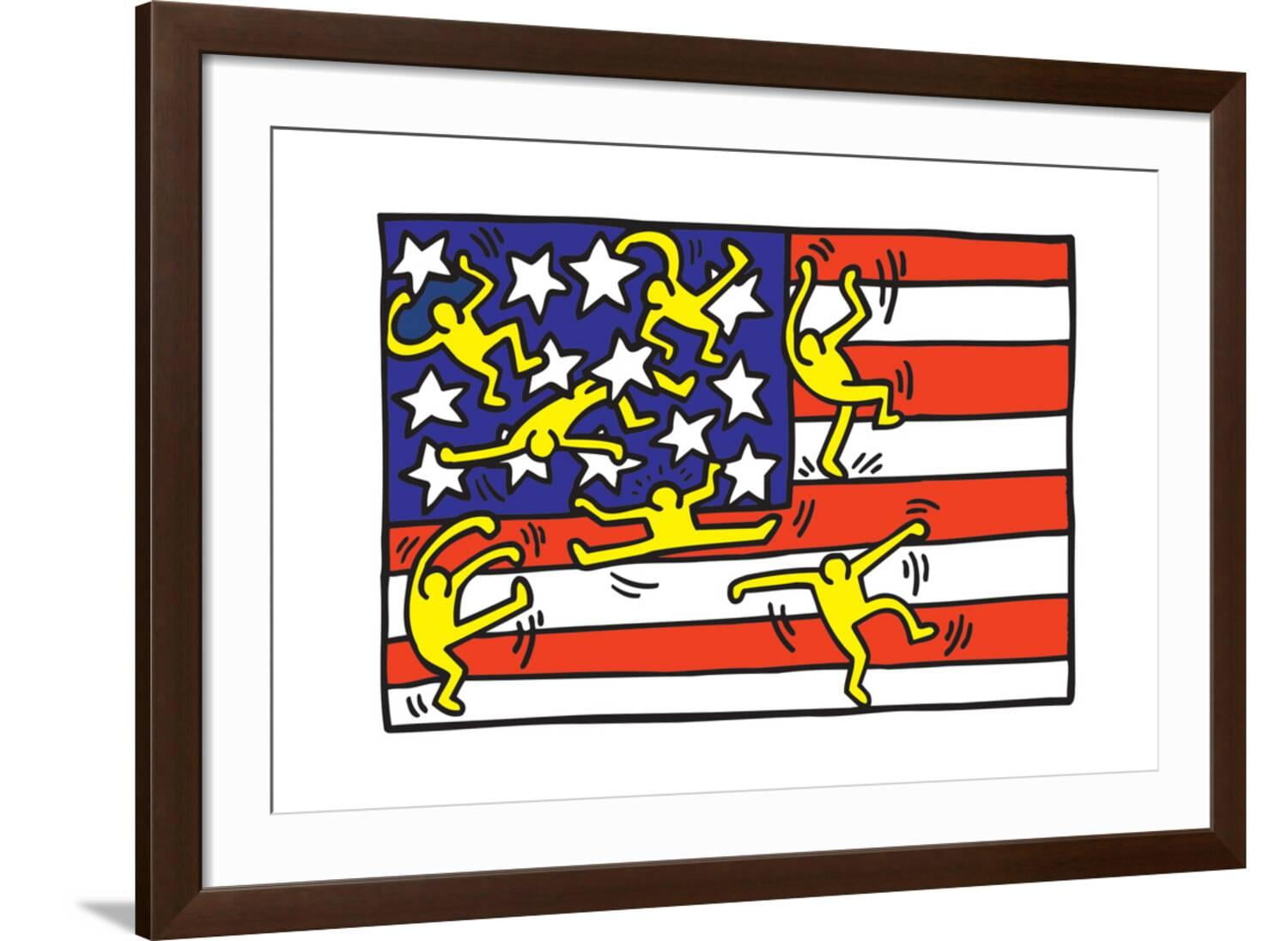 Art.com Untitled Pop Art Giclee Print by Keith Haring, Brown Frame Wall ...