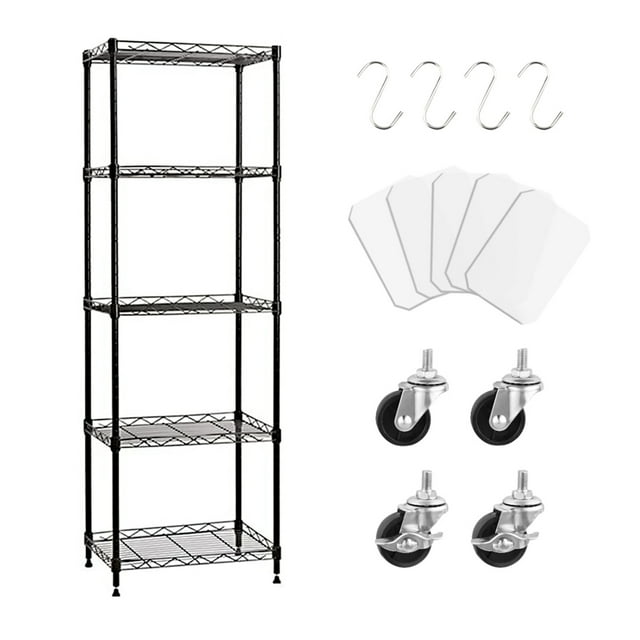 Untyo Heavy Duty 5-Tier Chrome Utility Rack, Slim Metal Kitchen Storage ...
