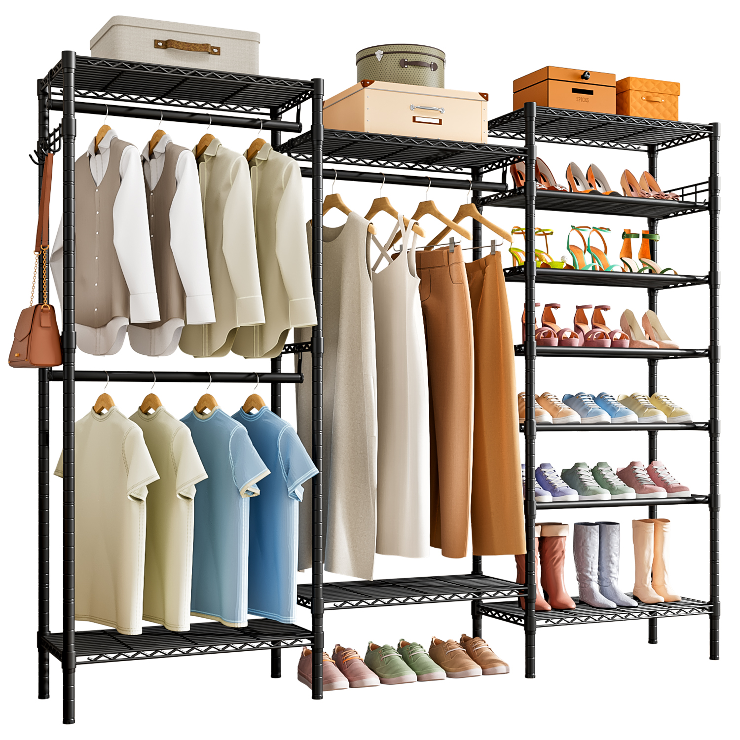 Zimtown 2 Hanging Clothes Rack Organizer Closet Armoire Durable Storage ...