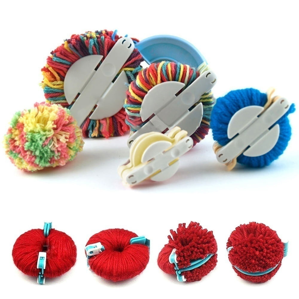 Unusual 8 Pcs Knitting 4 Sizes Maker Fluff Ball Pompom Needle Weaver ...