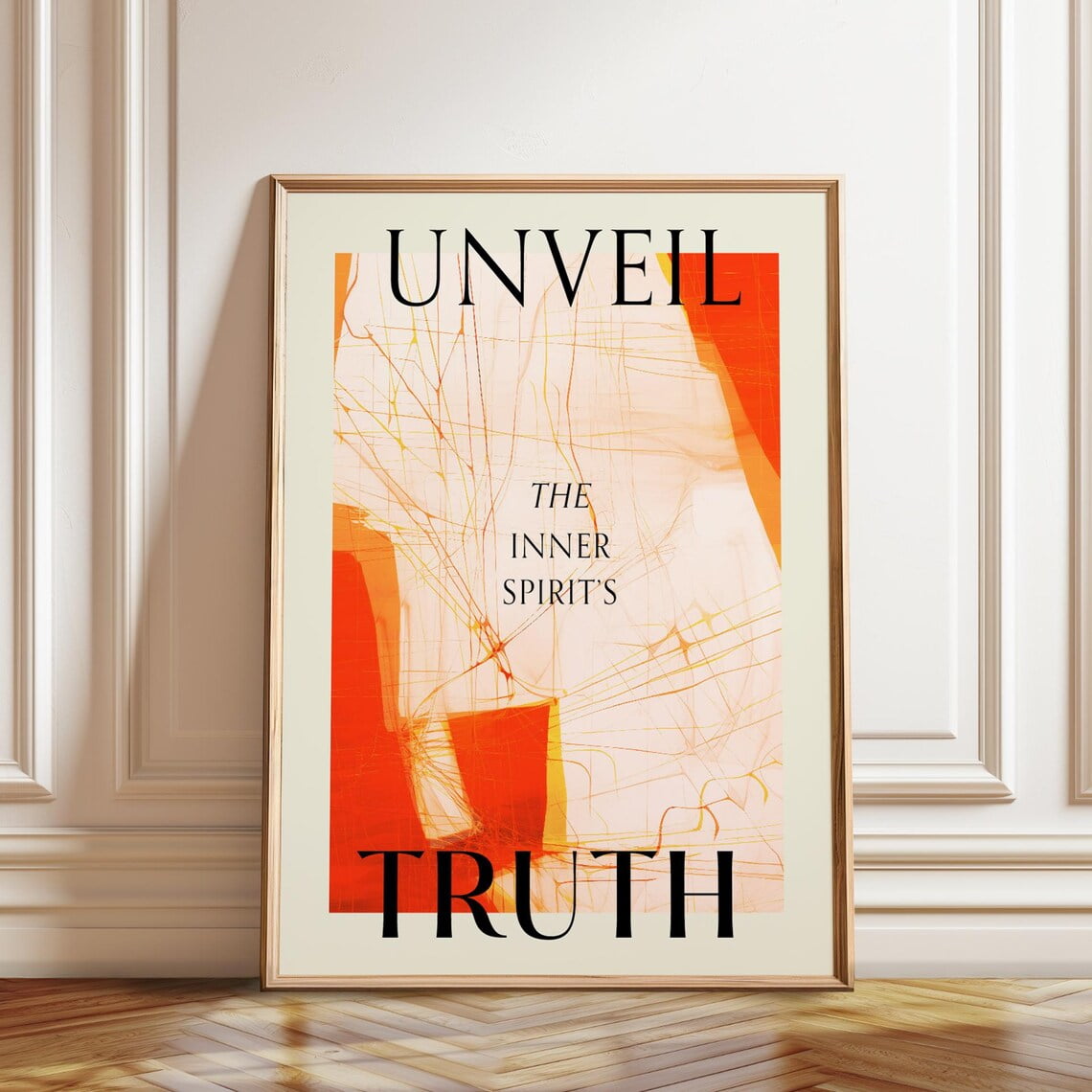 Unveil Truth Quote Poster - Vibrant Orange Abstract Wall Art ...
