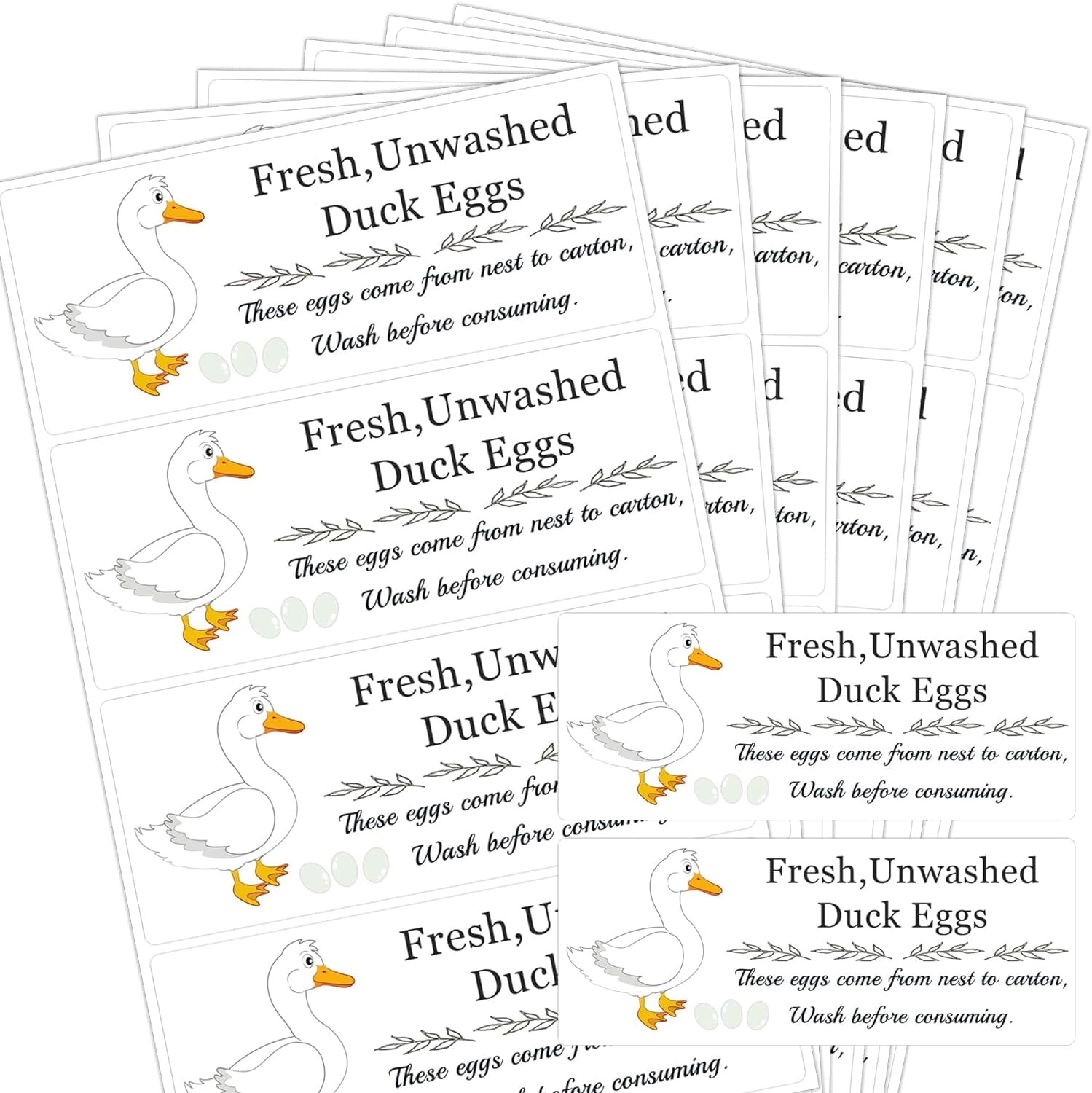 Unwashed Duck Egg Carton Stickers 1x2.5 inch Farm Fresh Duck Eggs ...