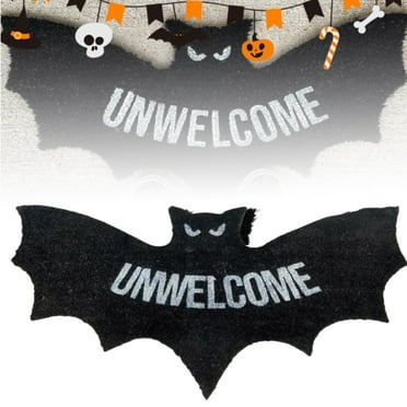 2025 New Halloween Black and Natural Coir Bat Shaped Doormat ...