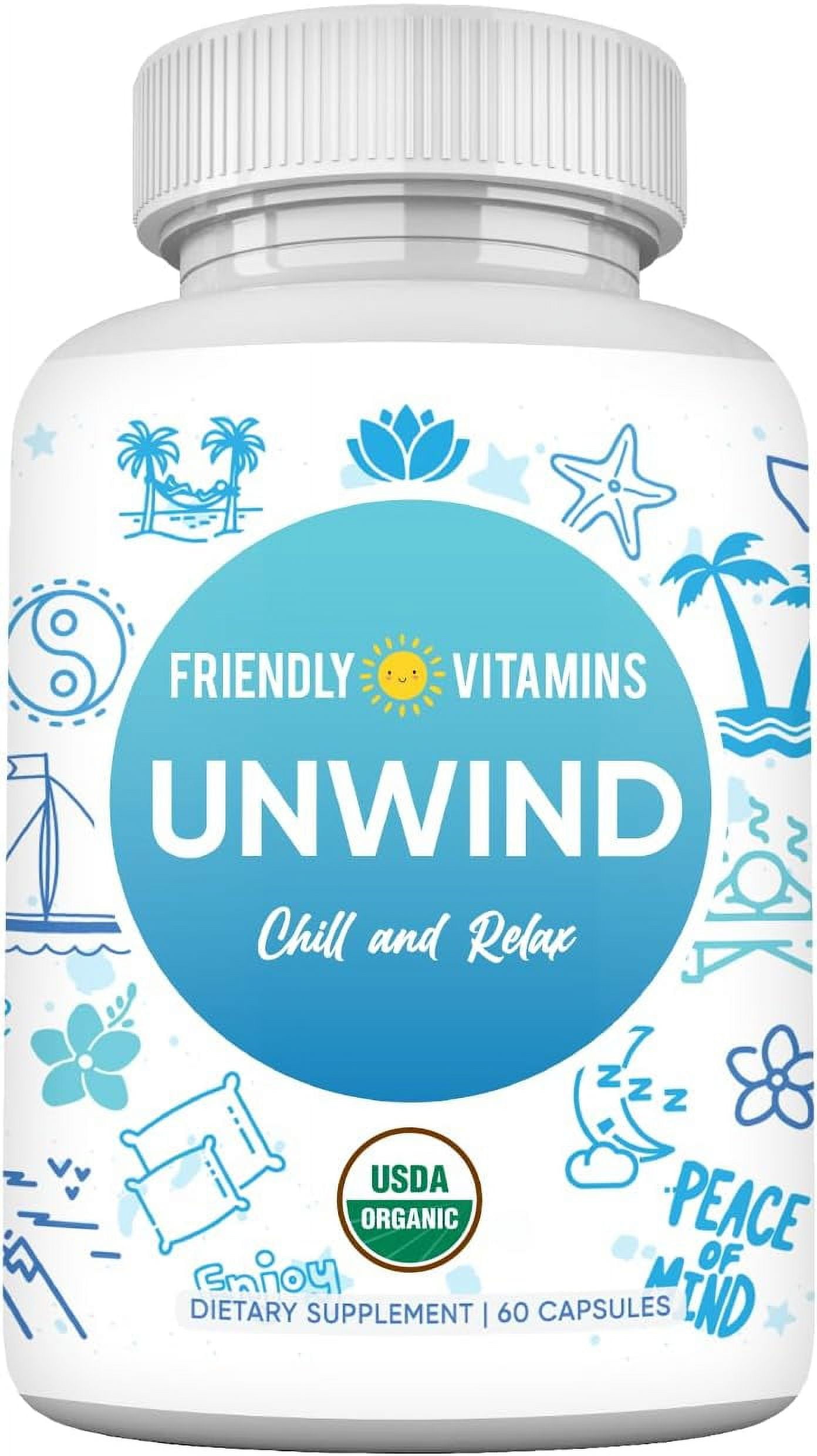 Friendly Vitamins Stress Relief Supplement, Ashwagandha, Relaxation ...