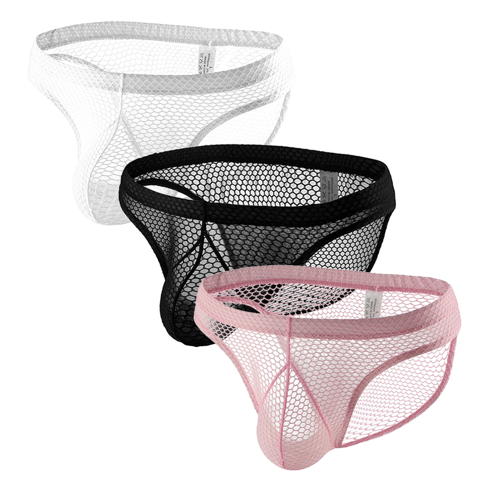 Uocefik 3pcs Plus Size Thongs Soft Solid Color Sexy Low Rise Mens Sexy