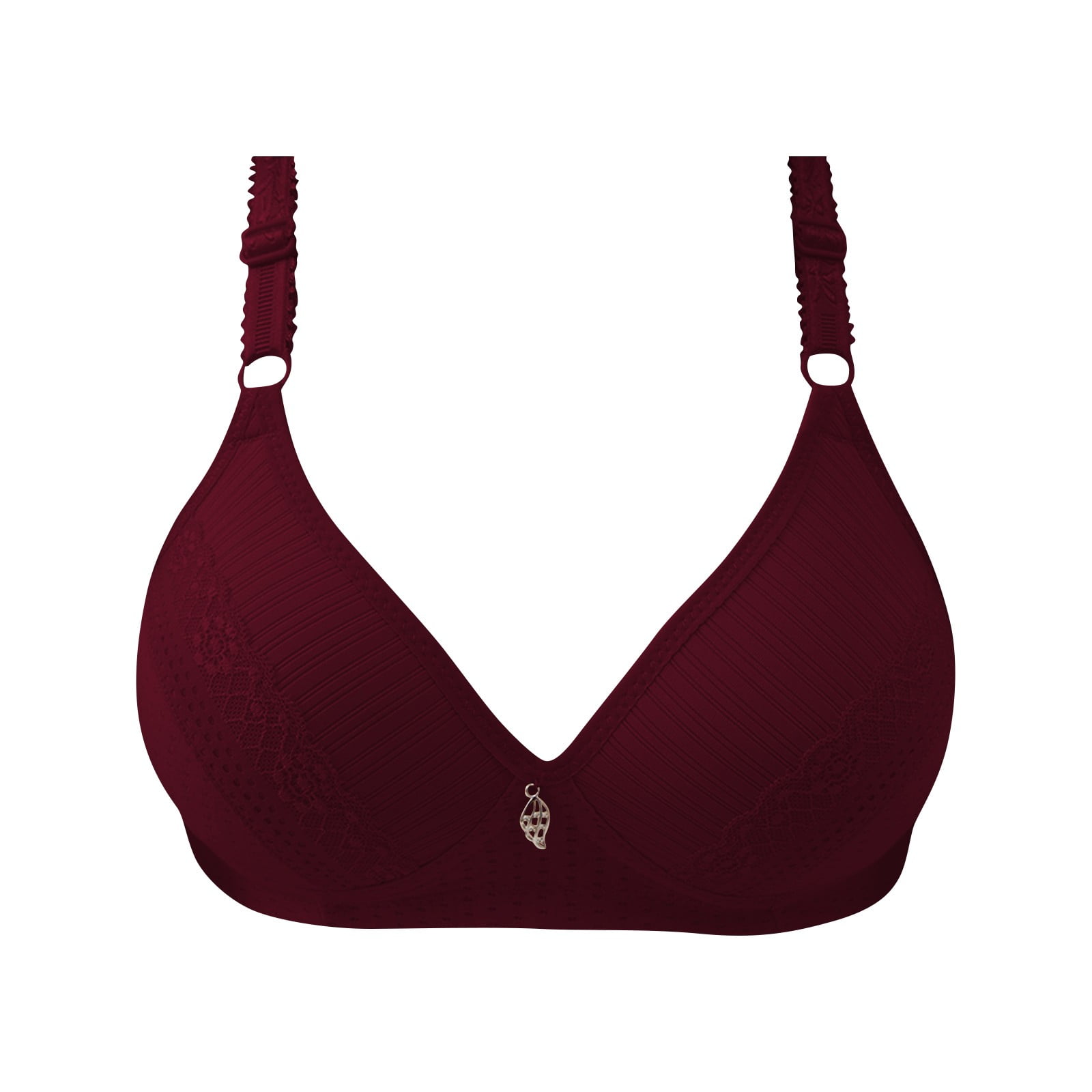 UoCefik Bras for Women No Underwire Lace Wirefree Wireless Bra Wine 42 ...