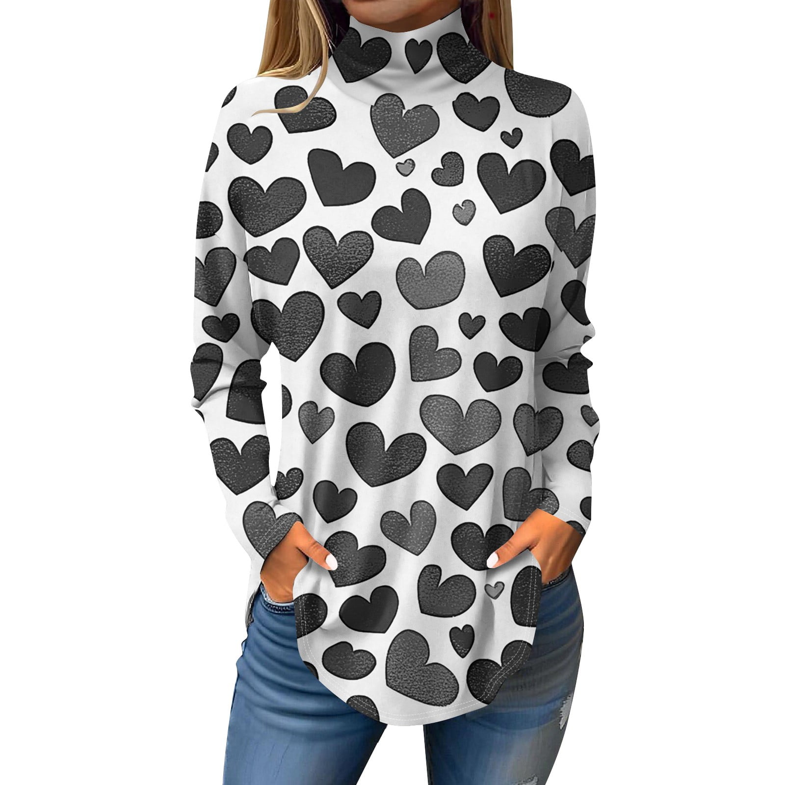 UoCefik Valentine's Day Shirt Women Turtleneck Long Sleeve Business ...