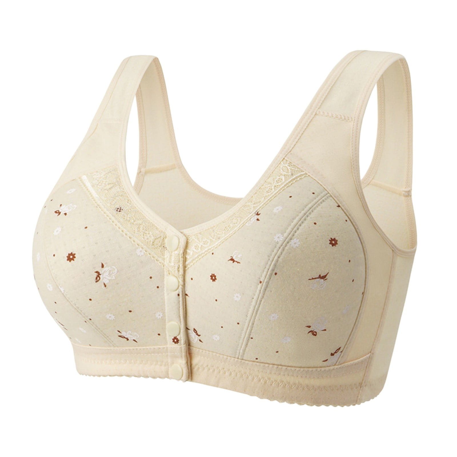 UoCefik Daisy Bra for Seniors Front Closure Wirefree No Underwire Full ...