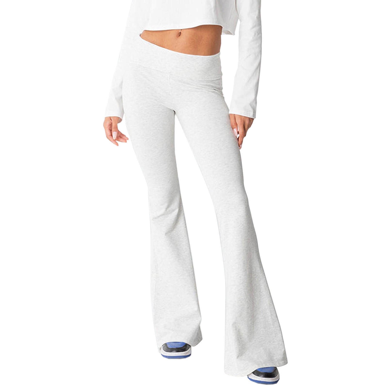 UoCefik Womens Flare Leggings High Waisted Low Rise Y2k Bell Bottom ...