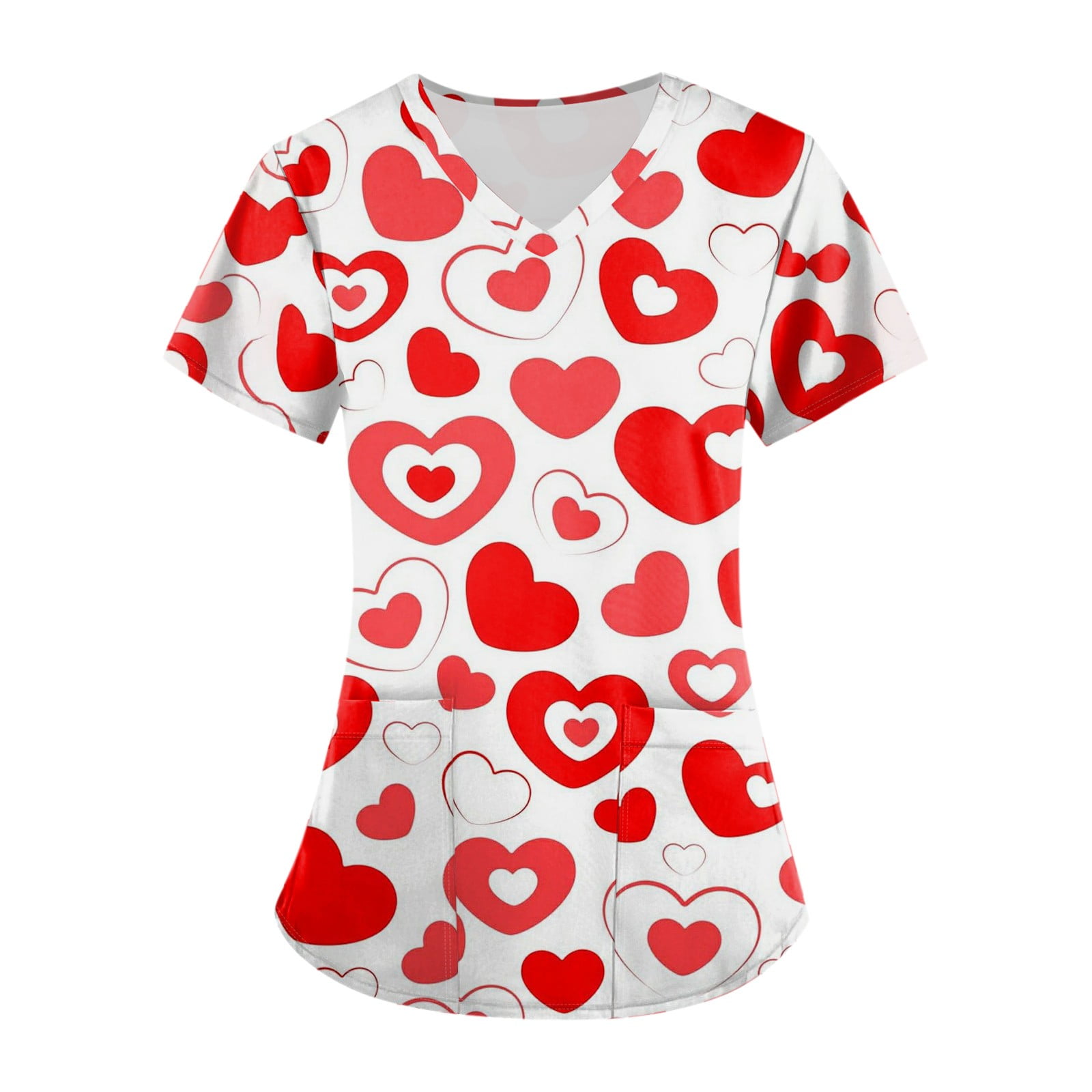UoCefik Valentines Women's Scrubs 2025 Funny Love Heart Printed Working ...